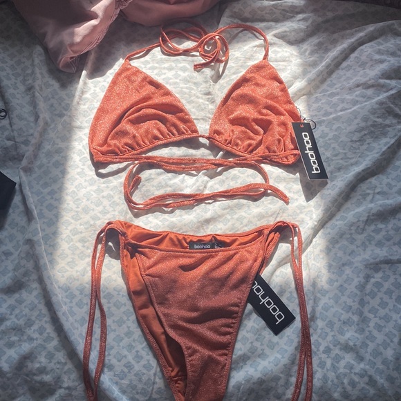 Boohoo Plus | Swim | Boohoo Plus Rust Colored Glitter Triangle Bikini ...